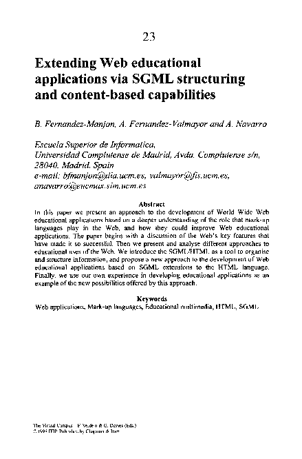 (PDF) Extending Web educational applications via SGML structuring and content-based capabilities