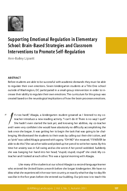 (PDF) Supporting Emotional Regulation in Elementary School: Brain-Based ...