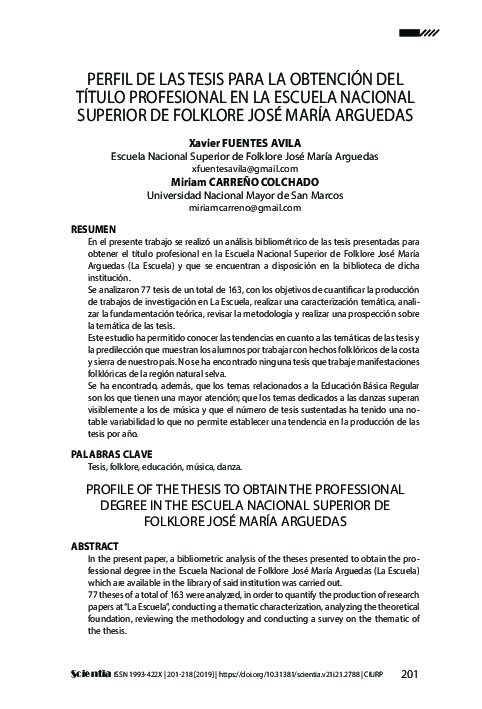 (PDF) PERFIL DE LAS TESIS PARA LA OBTENCIÓN DEL TÍTULO PROFESIONAL EN ...