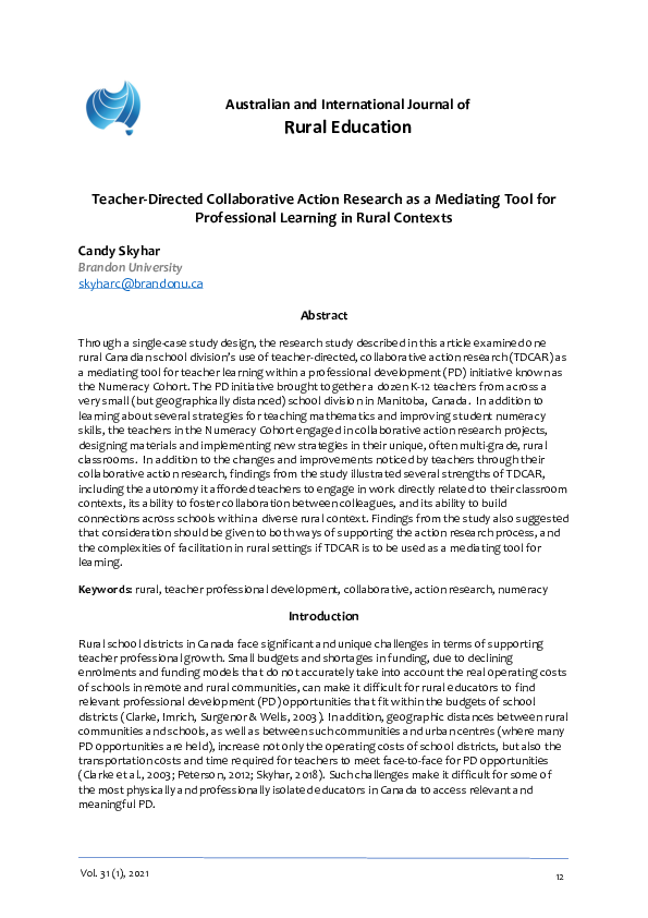 (PDF) Teacher-Directed Collaborative Action Research as a Mediating Tool for Professional ...
