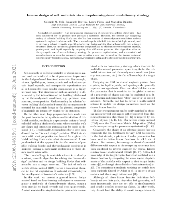 (PDF) Inverse design of soft materials via a deep-learning-based evolutionary strategy
