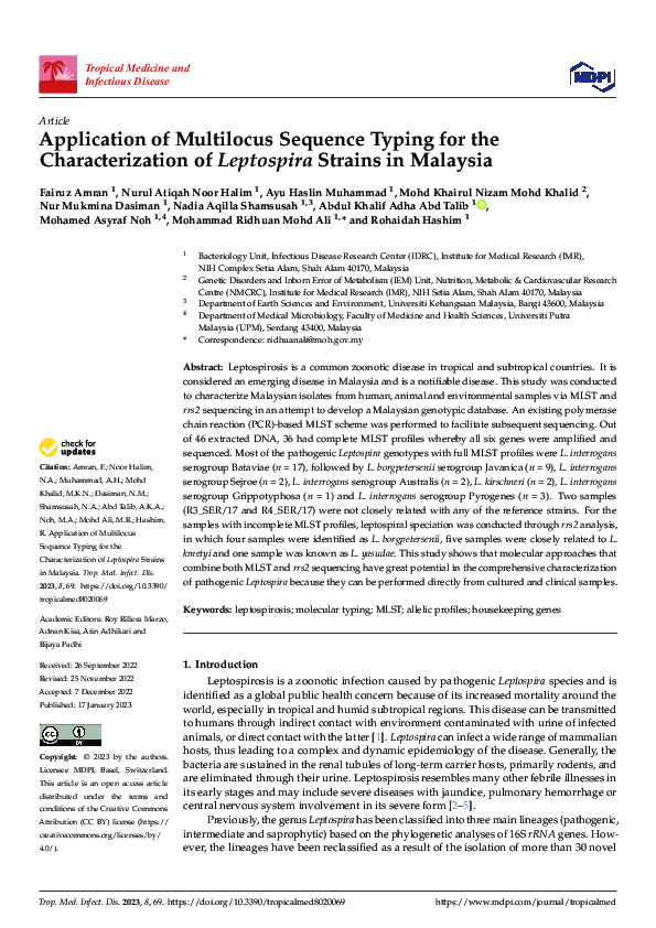 (PDF) Application of Multilocus Sequence Typing for the ...