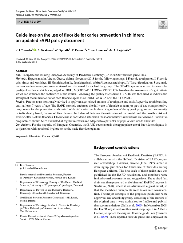 (PDF) Guidelines on the use of fluoride for caries prevention in ...