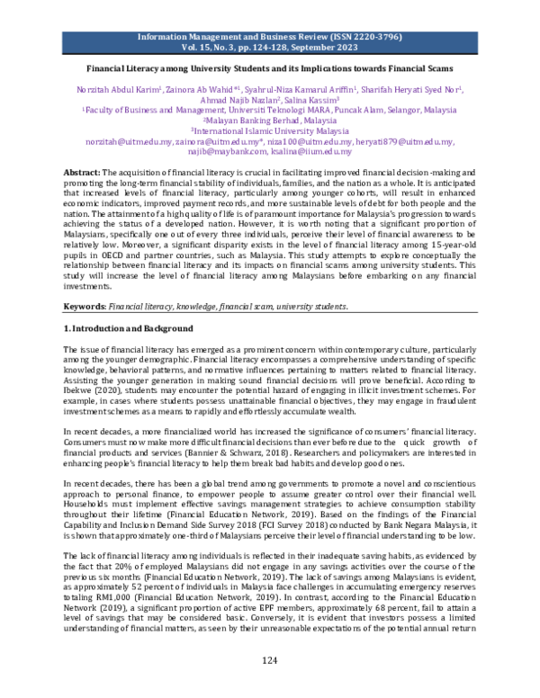 (PDF) Financial Literacy among University Students and its Implications ...