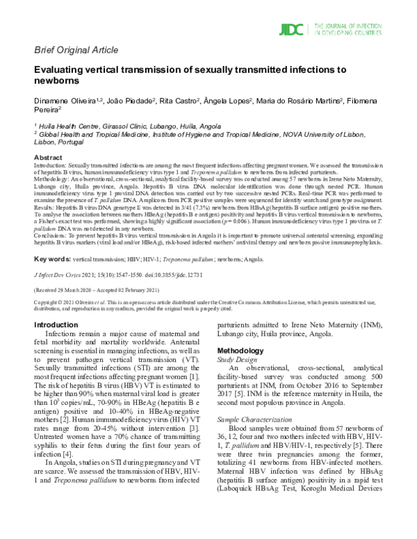 (PDF) Evaluating vertical transmission of sexually transmitted ...