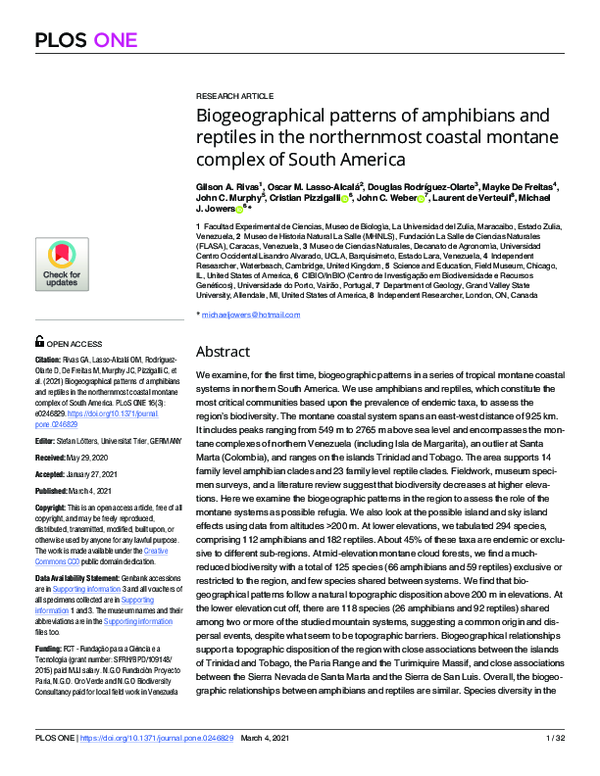(PDF) Biogeographical patterns of amphibians and reptiles in the ...