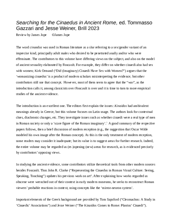 (PDF) Review of Searching for the Cinaedus