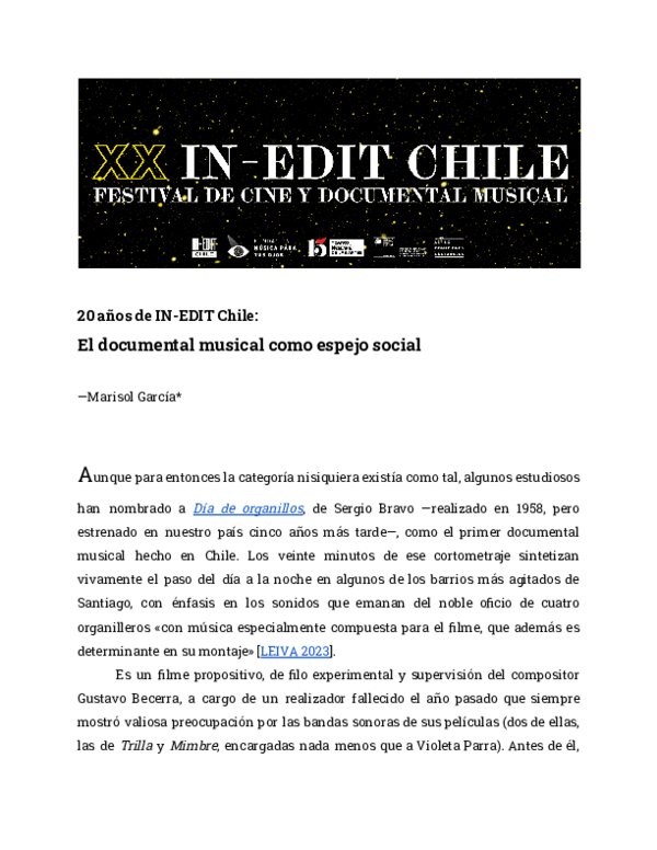 (PDF) Veinte años del Festival IN-EDIT CHILE La historia del documental ...