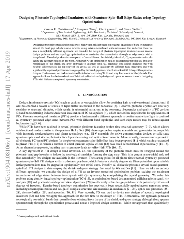 (PDF) Designing Photonic Topological Insulators with Quantum-Spin-Hall ...