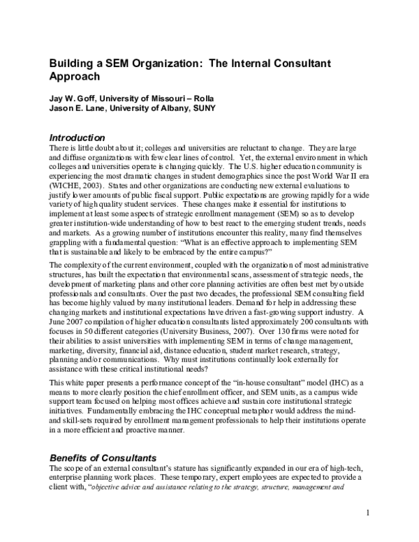 (PDF) Building a SEM Organization: The Internal Consult Approach
