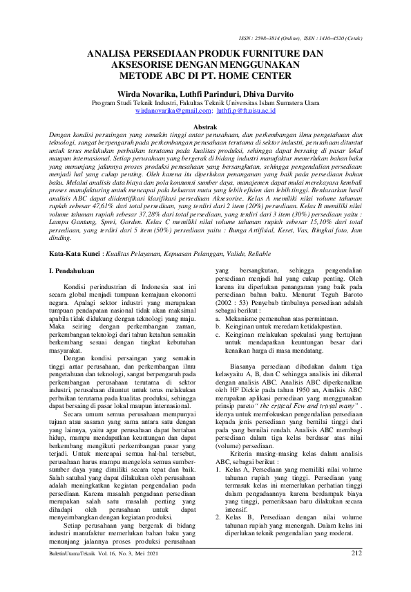 (PDF) Analisa Persediaan Produk Furniture Dan Aksesorise Dengan ...