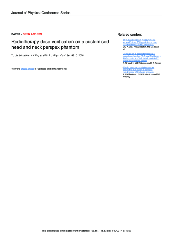 (PDF) Radiotherapy dose verification on a customised head and neck ...