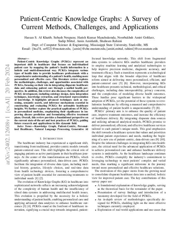 (PDF) Patient-Centric Knowledge Graphs: A Survey of Current Methods ...