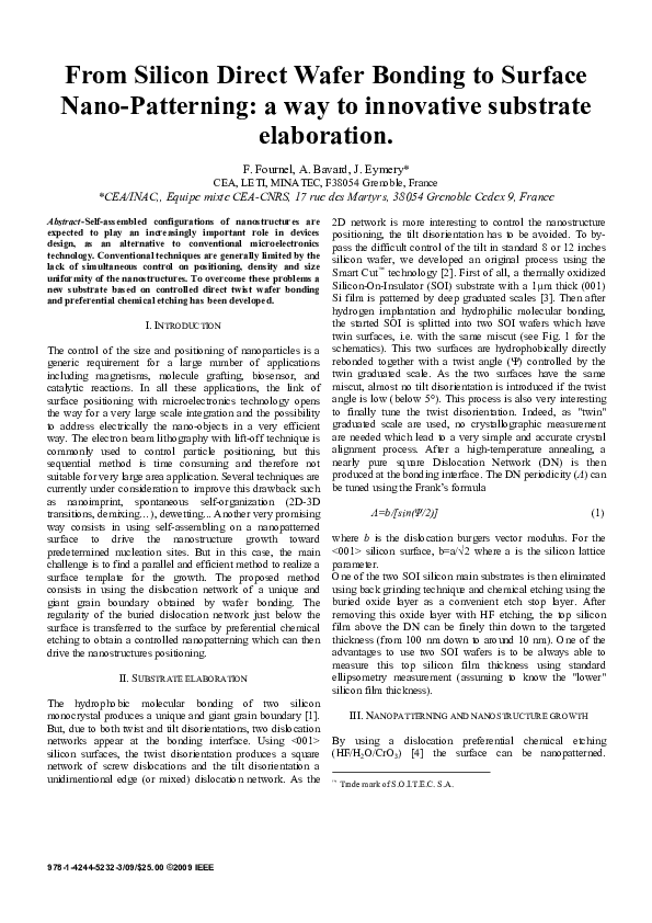 (PDF) From silicon direct wafer bonding to surface nano-patterning: a ...