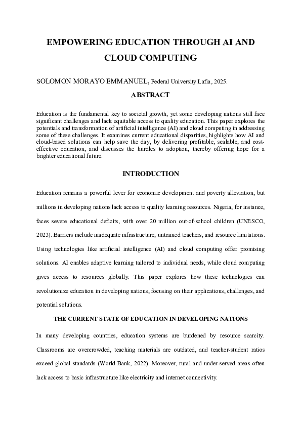 (PDF) EMPOWERING EDUCATION THROUGH AI AND CLOUD COMPUTINg