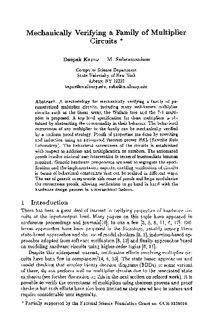 (PDF) Mechanically verifying a family of multiplier circuits