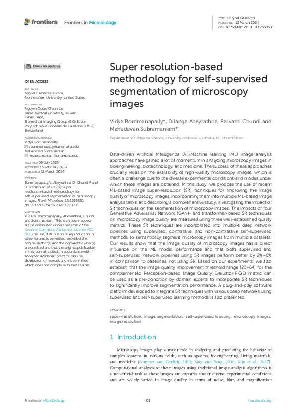 (PDF) Super resolution-based methodology for self-supervised segmentation of microscopy images