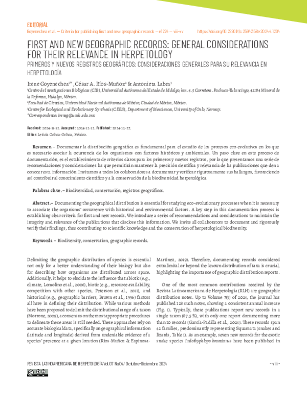 (PDF) First and new geographic records: general considerations for ...