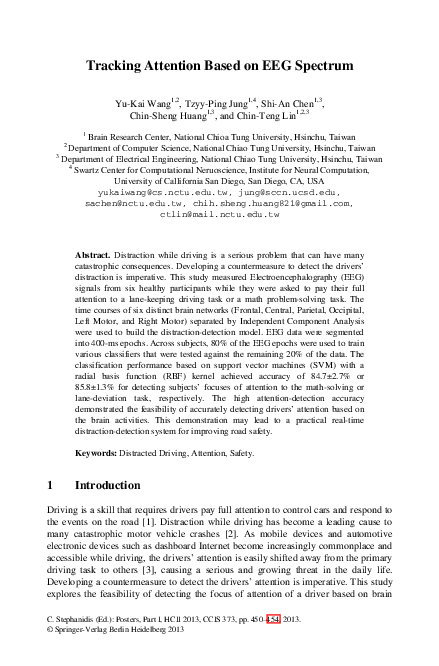 (PDF) Tracking Attention Based on EEG Spectrum