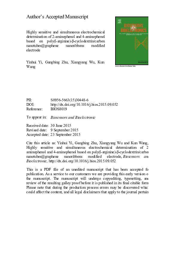 Pdf Highly Sensitive And Simultaneous Electrochemical Determination Of Lead And Cadmium Ions