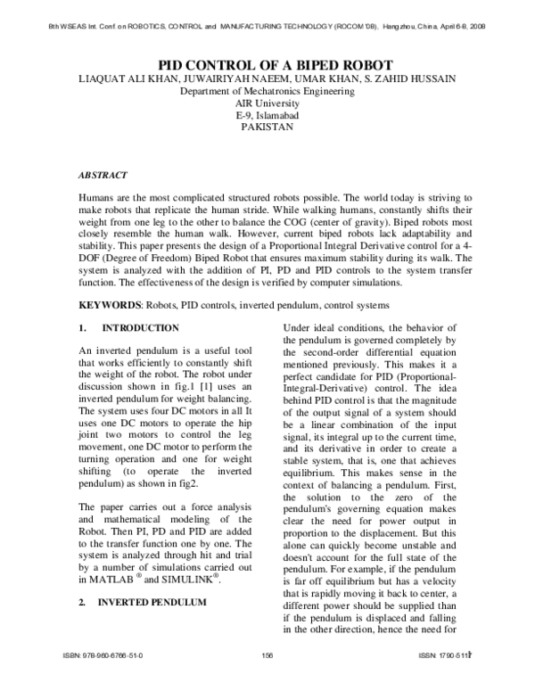 (PDF) PID control of a biped robot