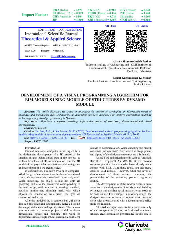 (PDF) Development of a Visual Programming Algorithm for Bim-Models ...