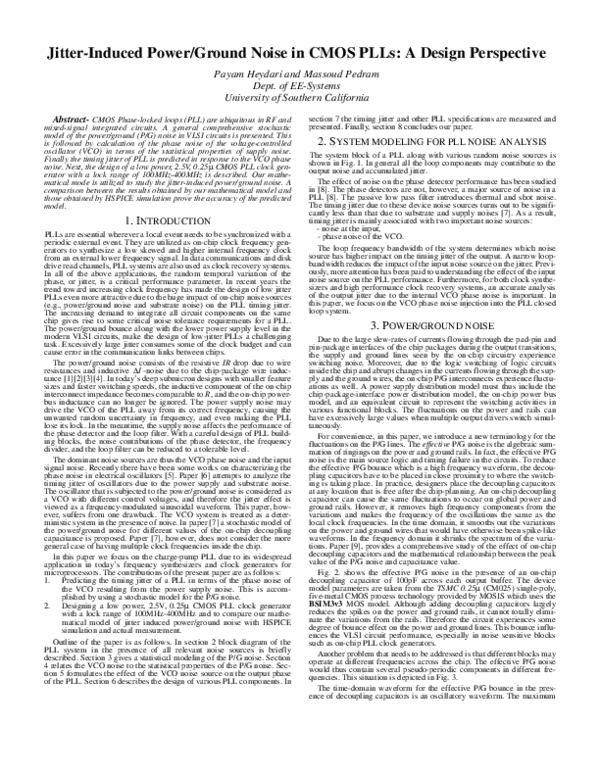 (PDF) Jitter-induced power/ground noise in CMOS PLLs: a design perspective