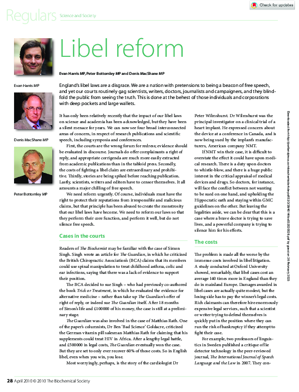 (PDF) Libel reform