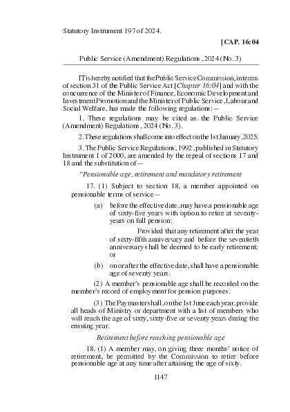 (PDF) S.I. 197 of 2024 Public Service (Amendment) Regulations, 2024 (No ...