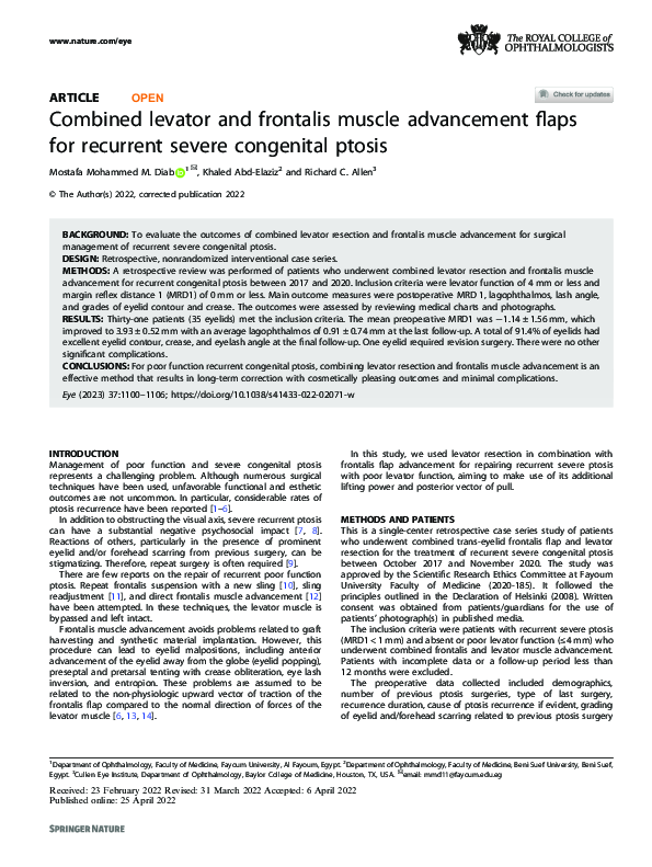 (PDF) Combined levator and frontalis muscle advancement flaps for ...