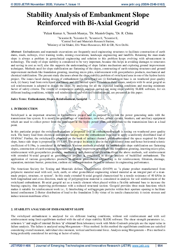(PDF) Stability Analysis of Embankment Slope Reinforced with Bi-Axial ...