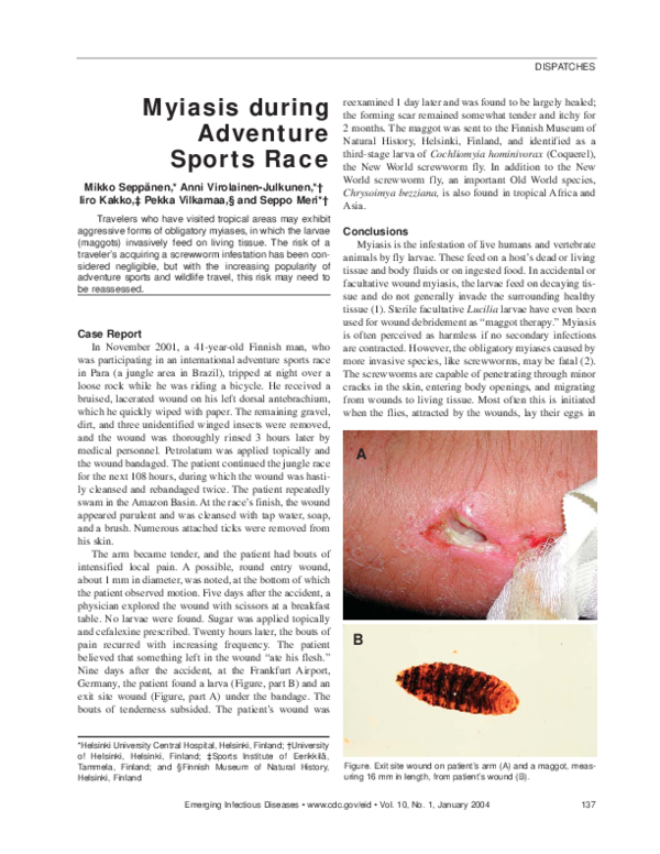 (PDF) Myiasis During Adventure Sports Race