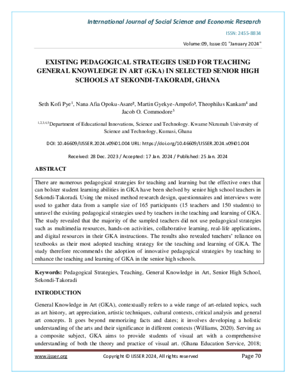 (PDF) Existing Pedagogical Strategies Used for Teaching General ...