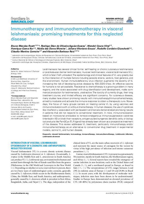 (PDF) Immunotherapy and Immunochemotherapy in Visceral Leishmaniasis ...