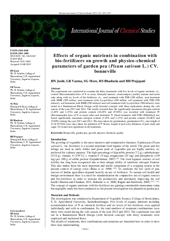 (PDF) Effects of organic nutrients in combination with bio-fertilizers ...