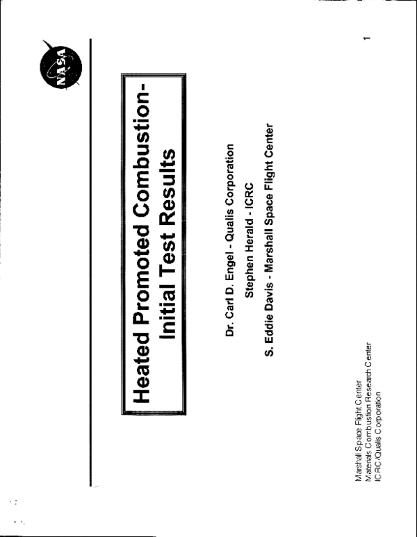 (PDF) Heated Promoted Combustion-Initial Test Results