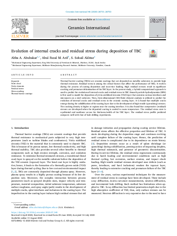 (PDF) Evolution of internal cracks and residual stress during ...