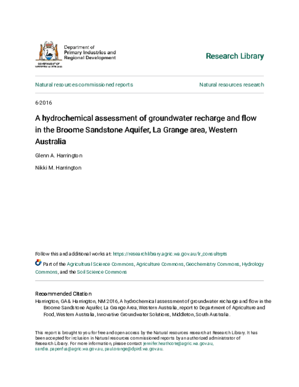 (PDF) A hydrochemical assessment of groundwater recharge and flow in the Broome Sandstone ...