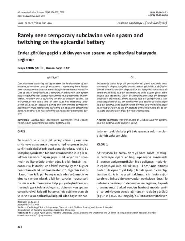 (PDF) Rarely seen temporary subclavian vein spasm and twitching on the ...