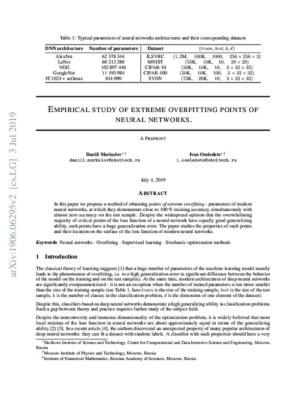 (PDF) Empirical Study of Extreme Overfitting Points of Neural Networks