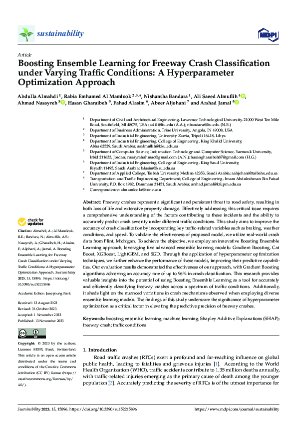 (PDF) Boosting Ensemble Learning for Freeway Crash Classification under Varying Traffic ...