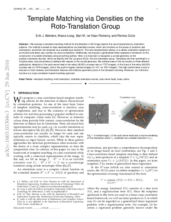 (PDF) Template Matching on the Roto-Translation Group | Remco Duits ...