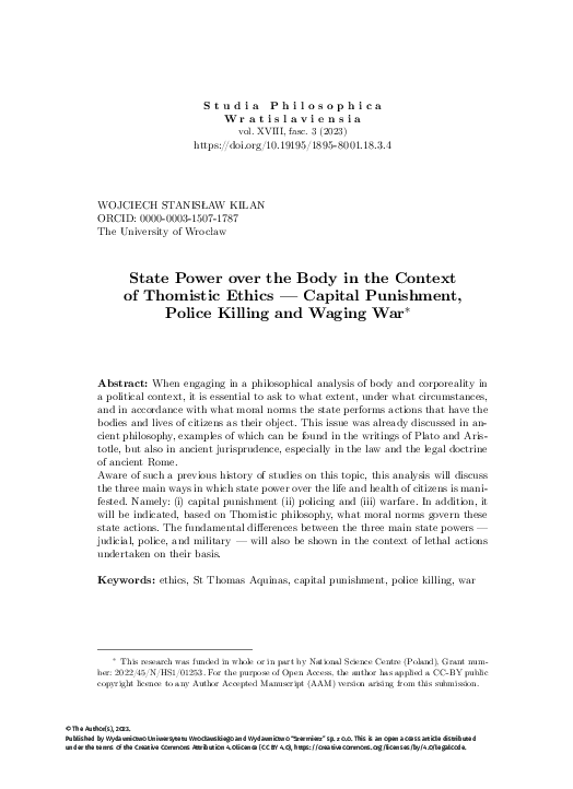 (PDF) State Power over the Body in the Context of Thomistic Ethics ...