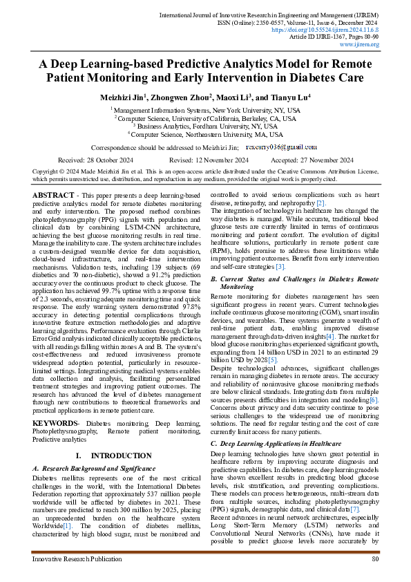 (PDF) A Deep Learning based Predictive Analytics Model for Remote Patient Monitoring