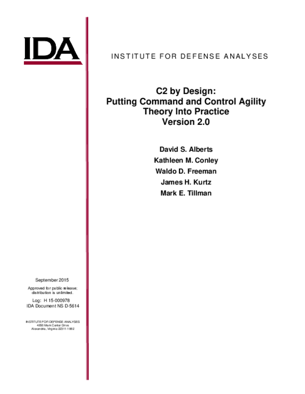 (PDF) Command and Control by Design: Putting Command and Control Theory into Practice, Version 2.0