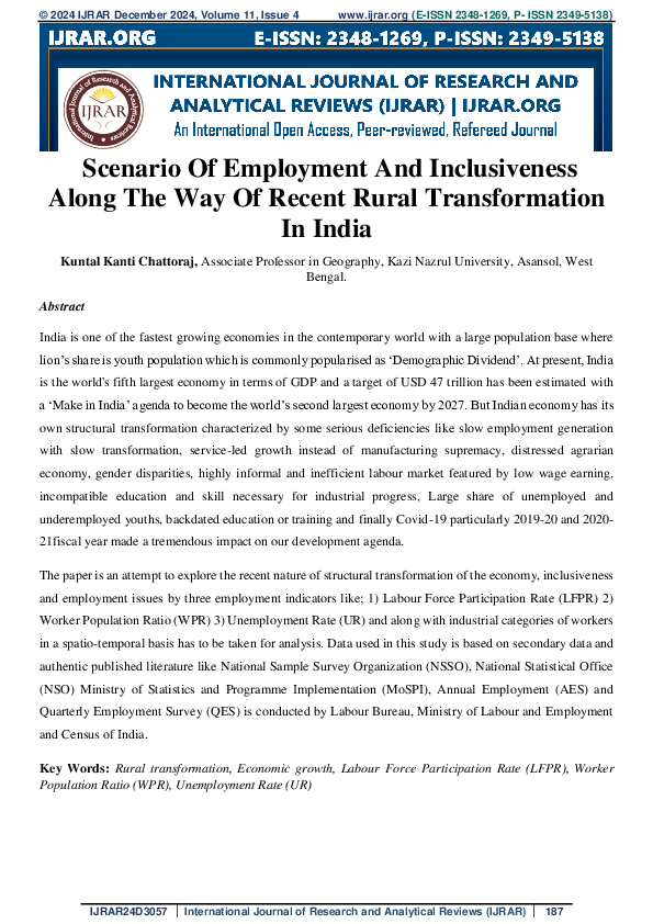 (PDF) SCENARIO OF EMPLOYMENT AND INCLUSIVENESS ALONG THE WAY OF RECENT ...