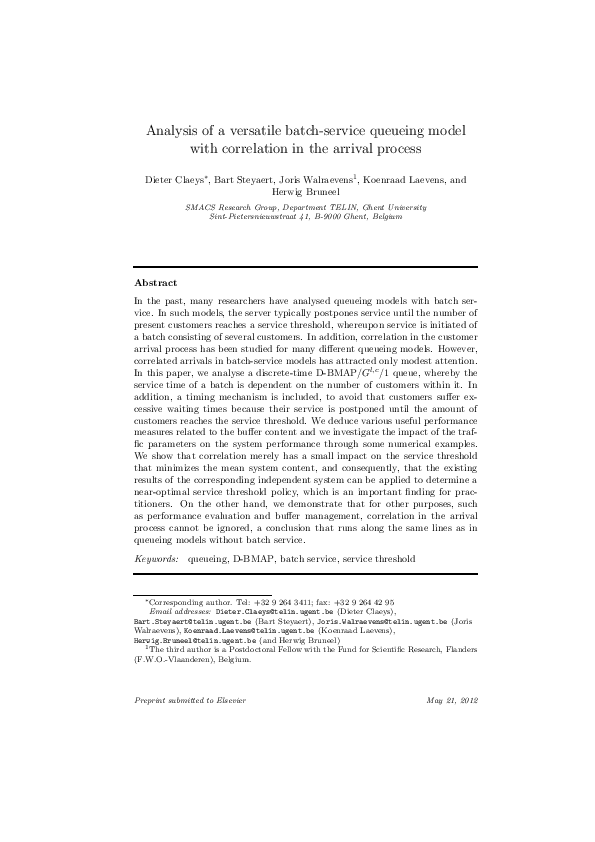 Pdf Correlated Arrivals In Batch Service Queues