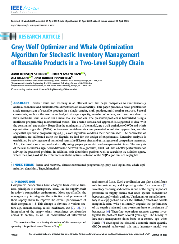 (PDF) Grey Wolf Optimizer and Whale Optimization Algorithm for Stochastic Inventory Management ...