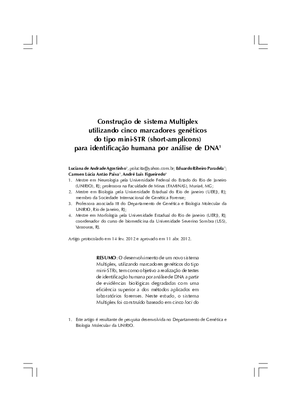 (PDF) Construção de sistema Multiplex utilizando cinco marcadores ...