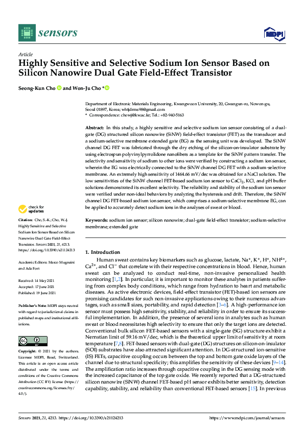 (PDF) Highly Sensitive and Selective Sodium Ion Sensor Based on Silicon ...